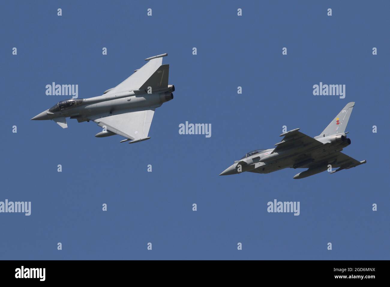 Two ship of RAF Typhoon FGR4s in the break in the RAF Coningsby ...