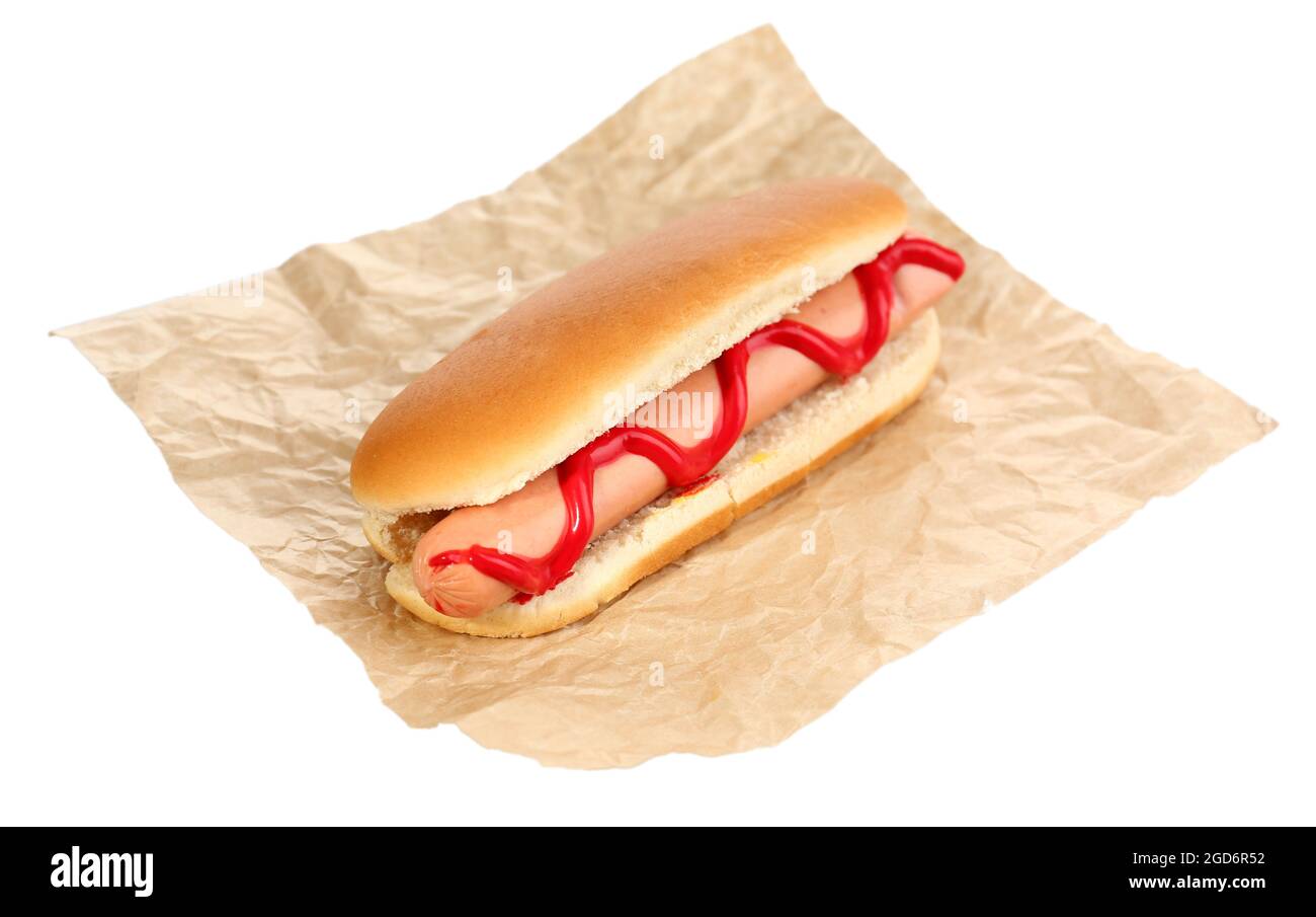Tasty hot dog isolated on white Stock Photo - Alamy