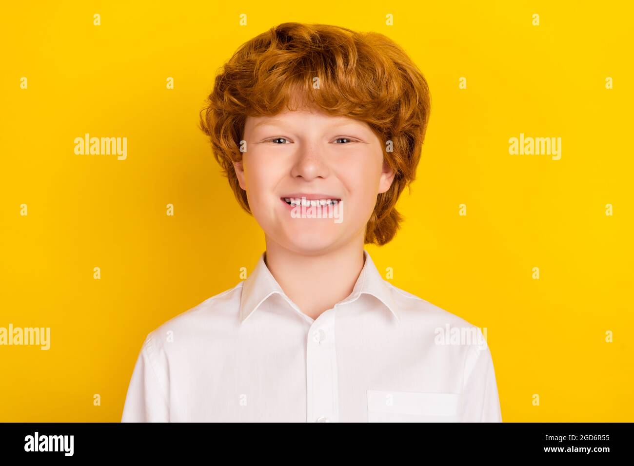Portrait of young cute nice looking handsome boy first-grader wear ...