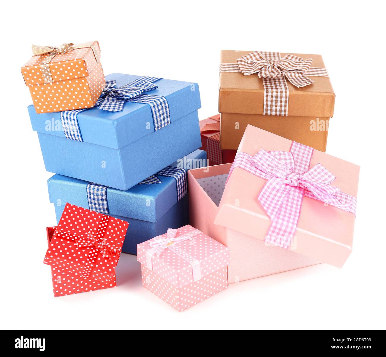 Gift boxes isolated on white Stock Photo - Alamy
