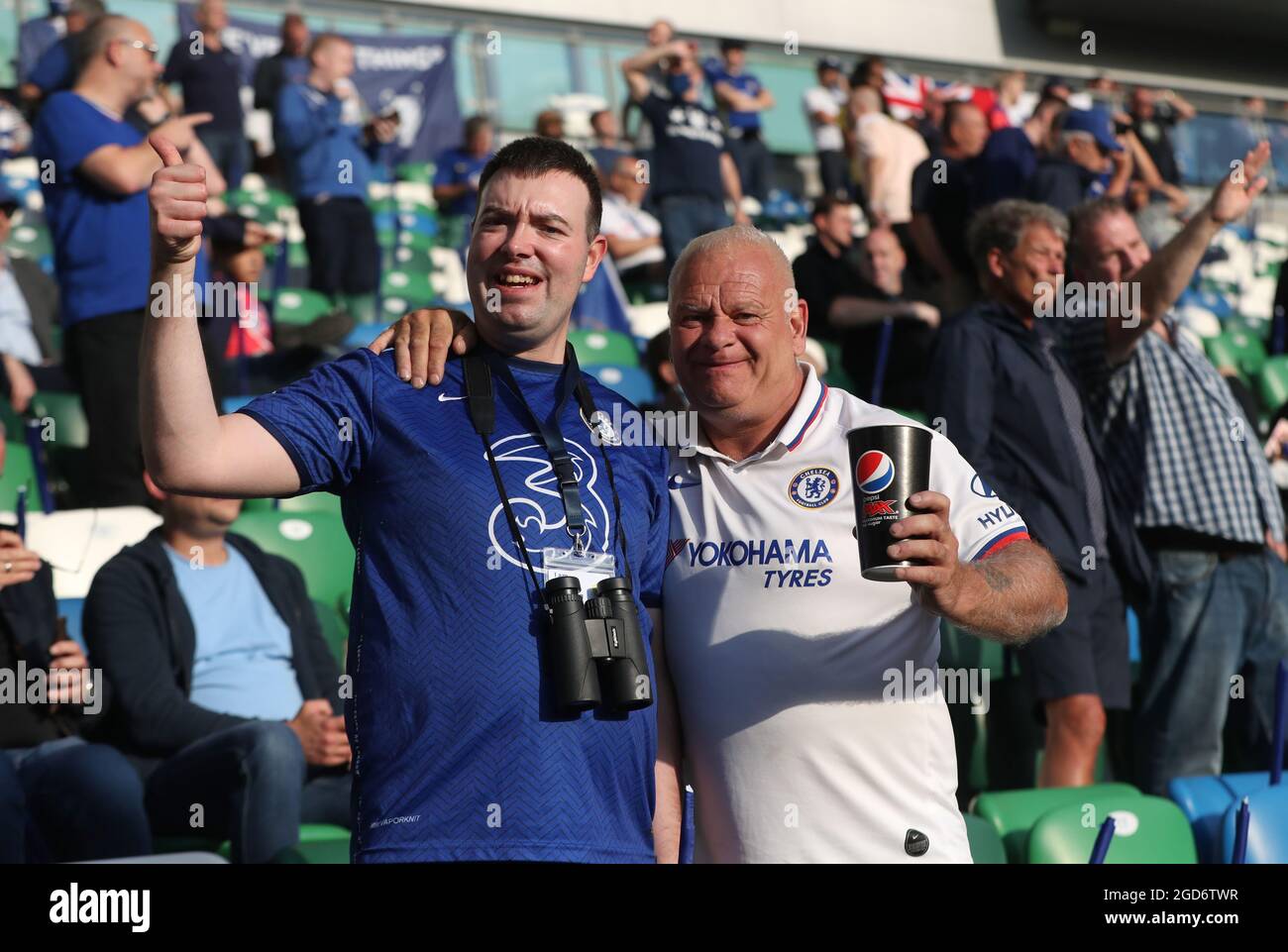 Chelsea fans in the stands before the UEFA Super Cup match at Windsor ...