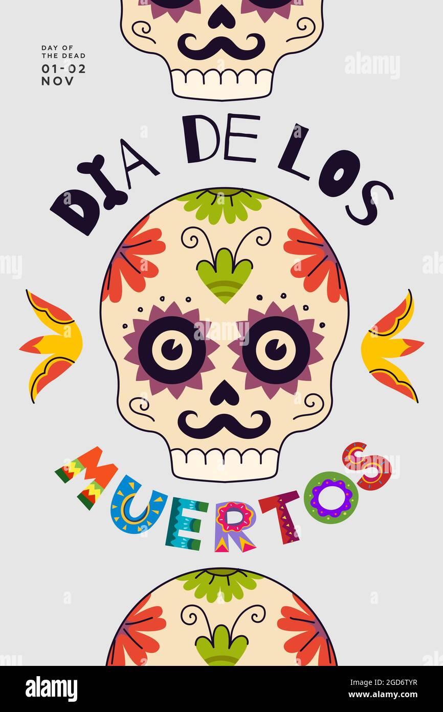 Dia de Los Muertos party poster. Mexican Day of the Dead national ...