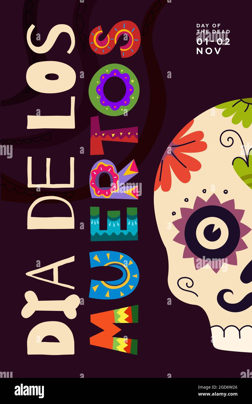 Dia de Los Muertos party poster. Mexican Day of the Dead national ...