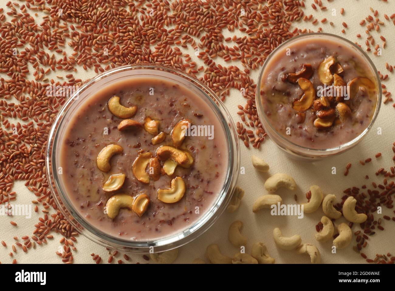 Red rice porridge with navra rice, milk and ghee. A healthy breakfast ...