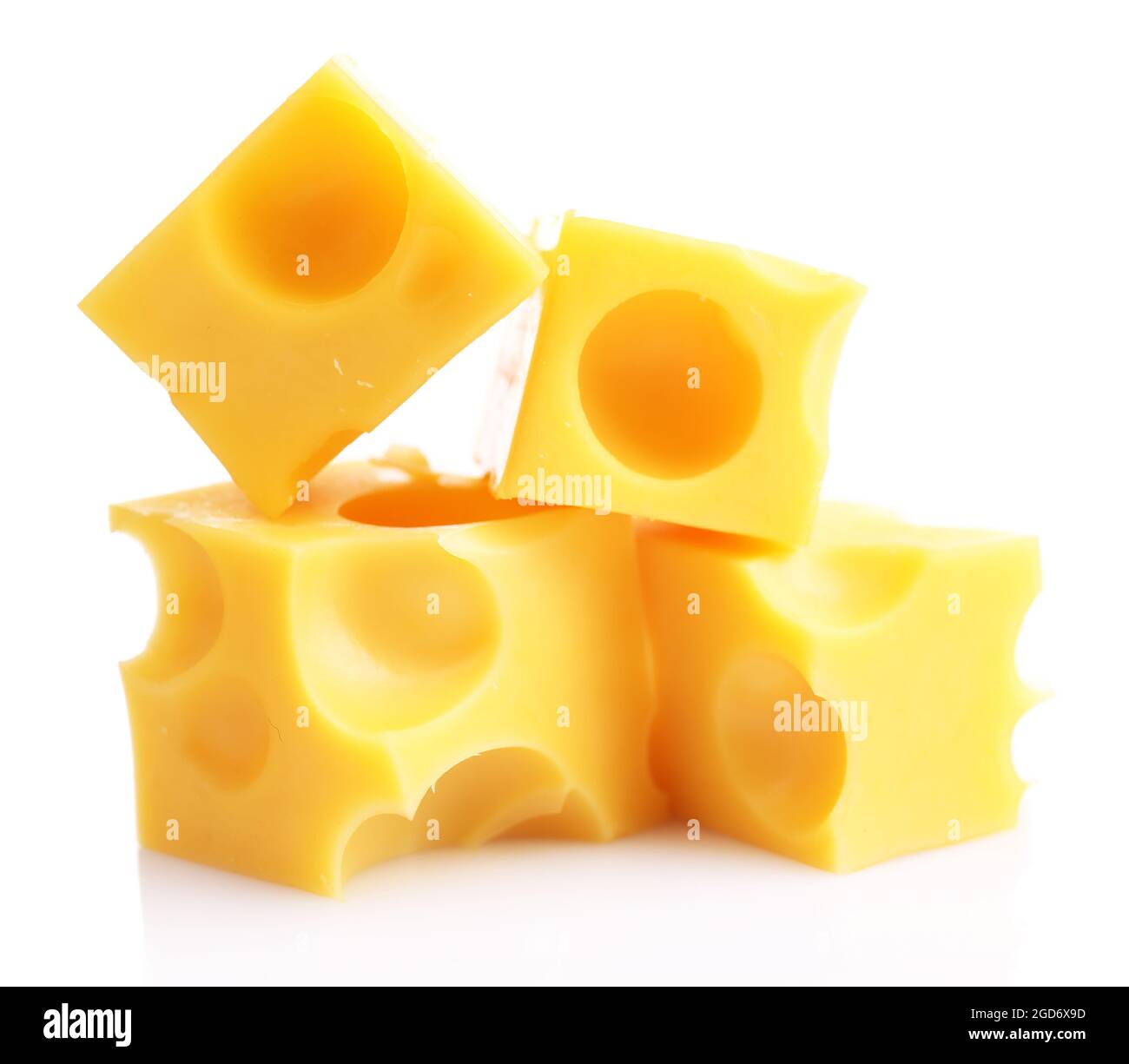 Pieces of cheese, isolated on white Stock Photo - Alamy