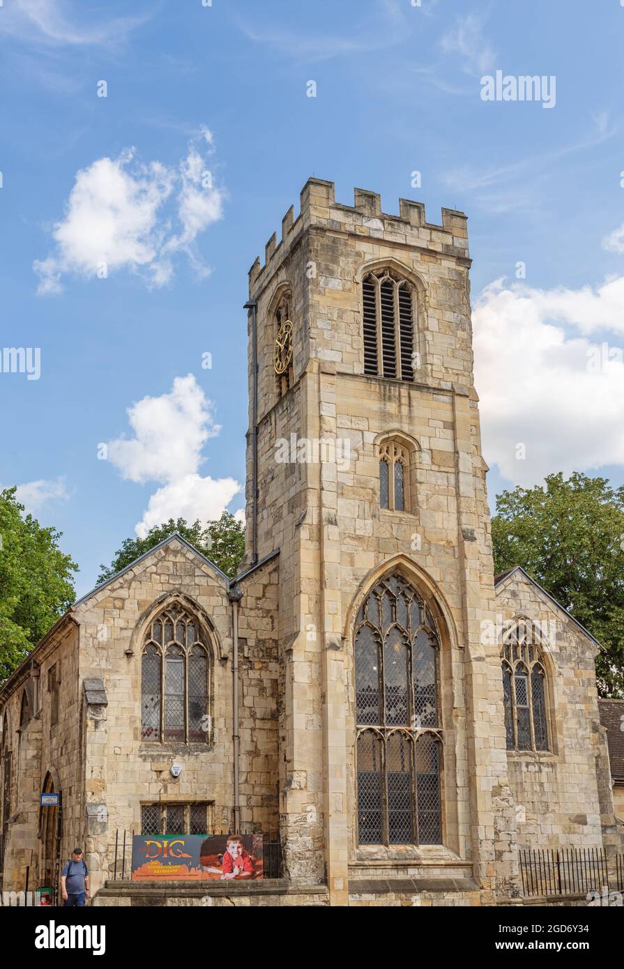 Ancient church with a tower now used as an archeology museum. Trees are ...