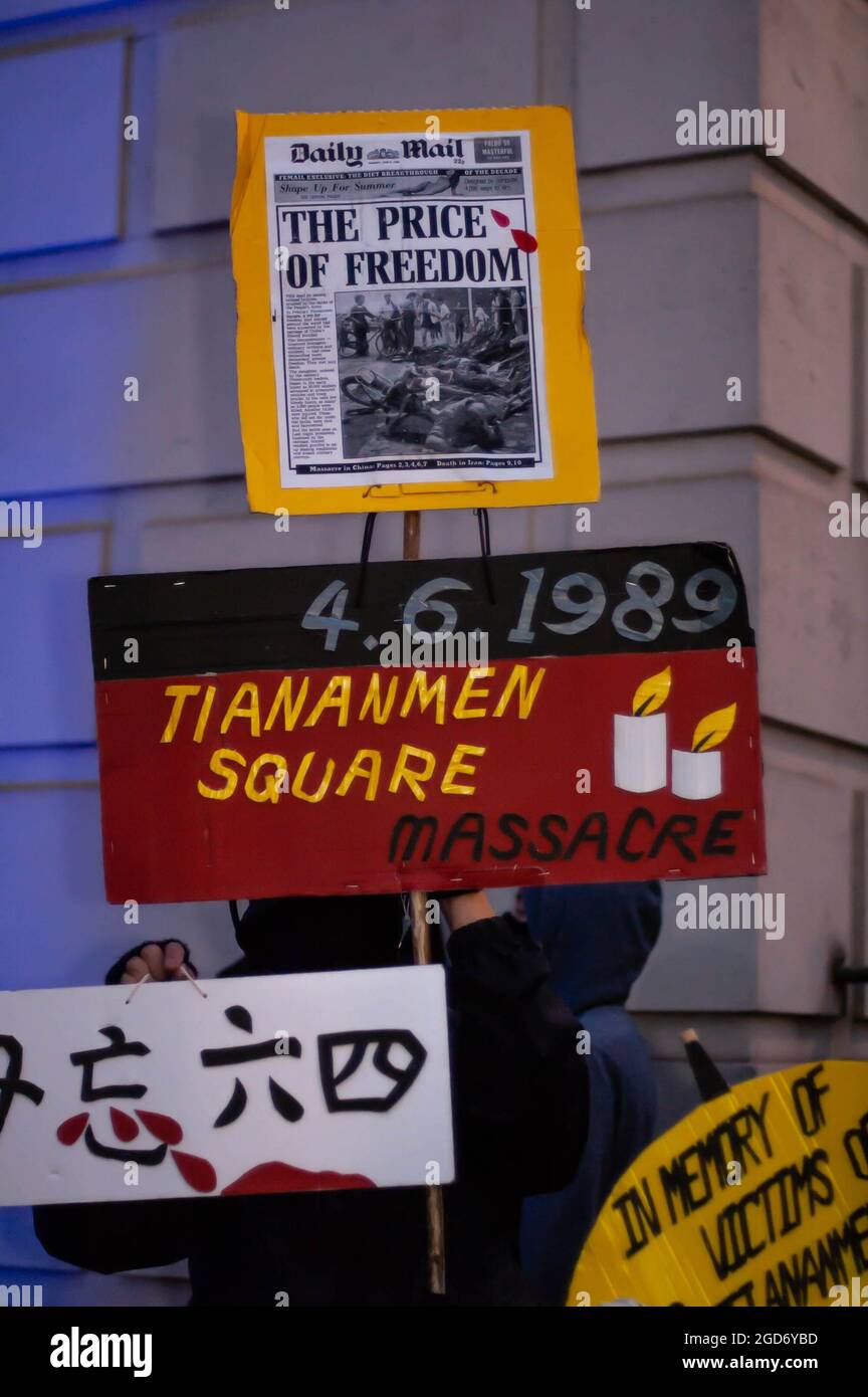 LONDON, ENGLAND- 4 June 2021: Remember Tiananmen 1989 event for the ...