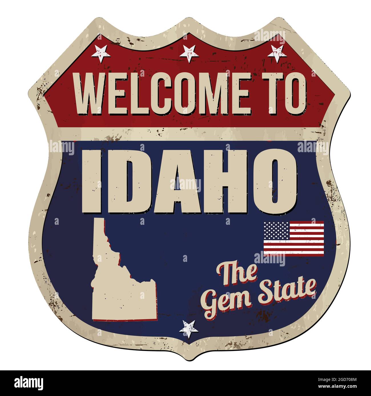 Welcome to Idaho vintage rusty metal sign on a white background, vector ...