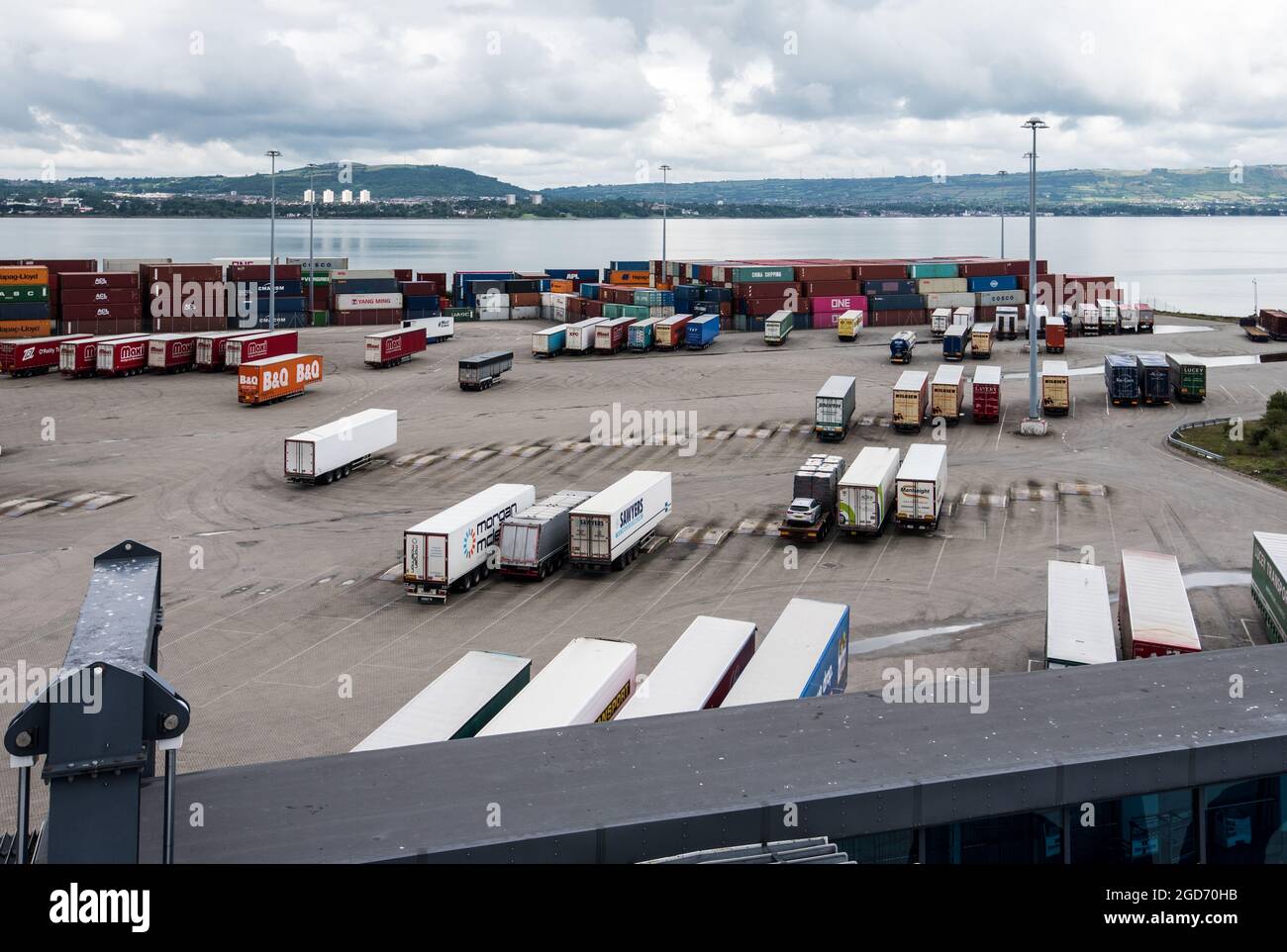 Car Ferry area, Belfast Port Northern Ireland Stock Photo - Alamy