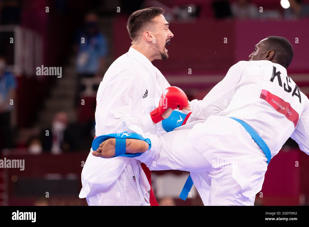 August 07, 2021: Tareg Hamedi of the Kingdom of Saudi Arabia fights ...