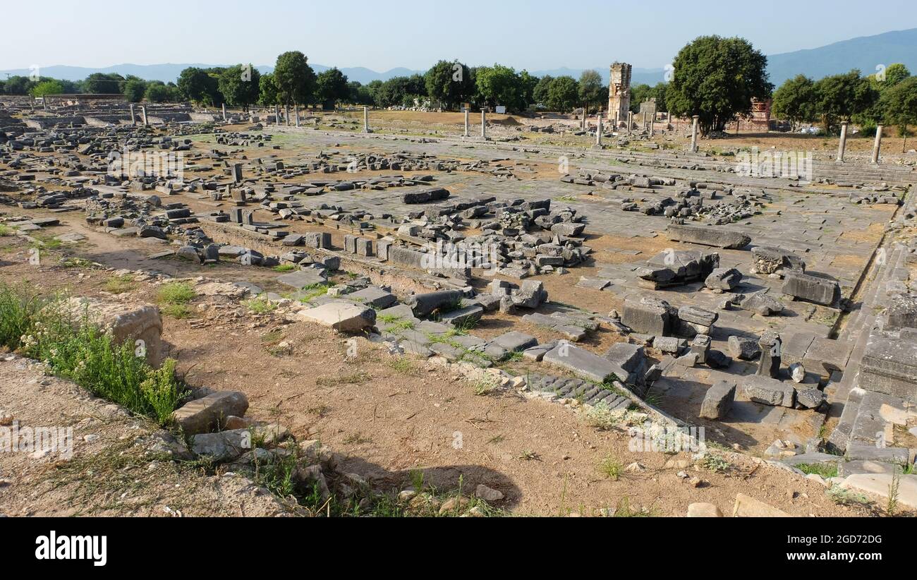 The Roman Forum at the archaeological site of Philippi near Kavala in ...
