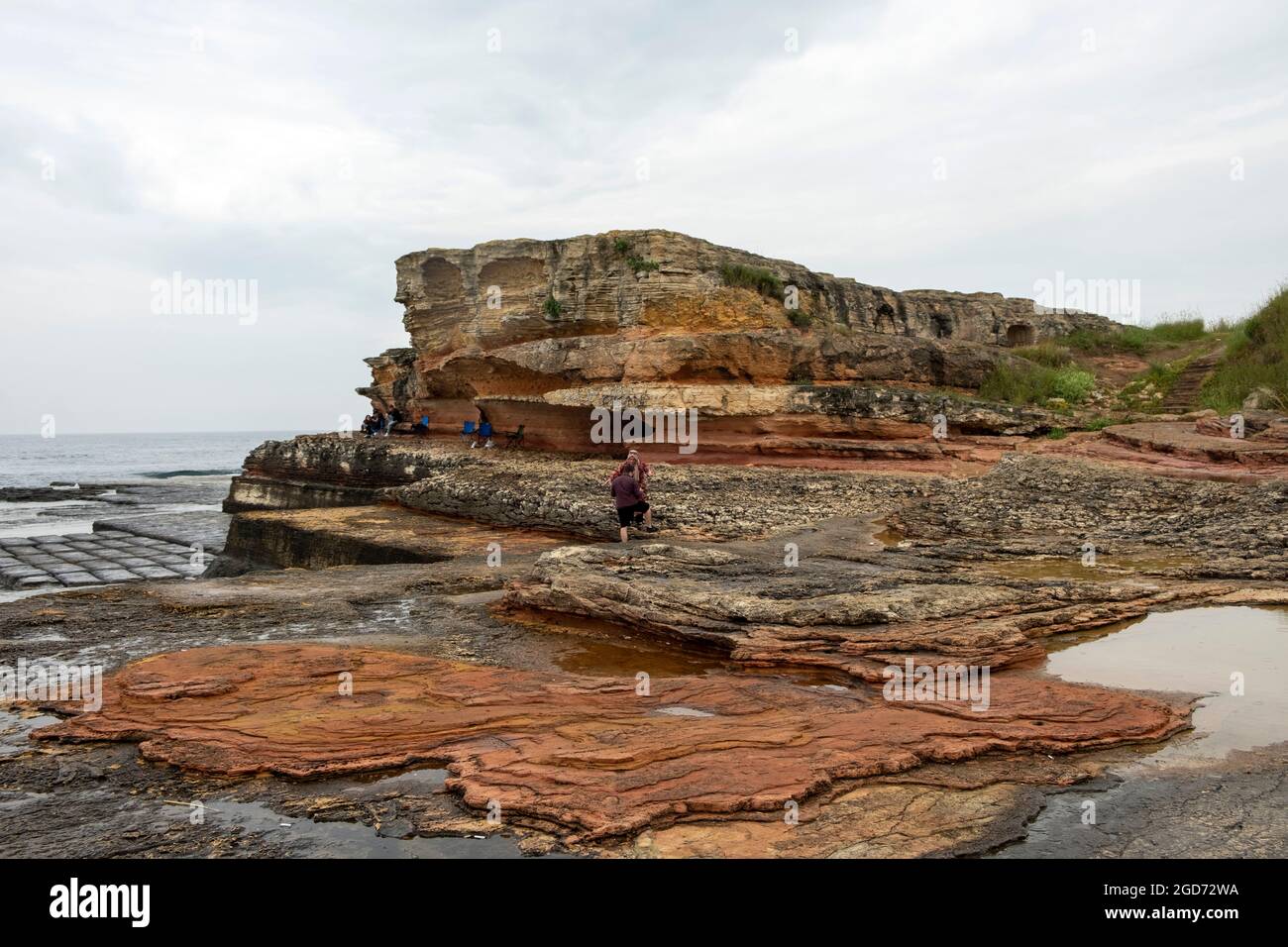 People visit Kefken Pink Rocks in Kandira district of Kocaeli, Turkey ...