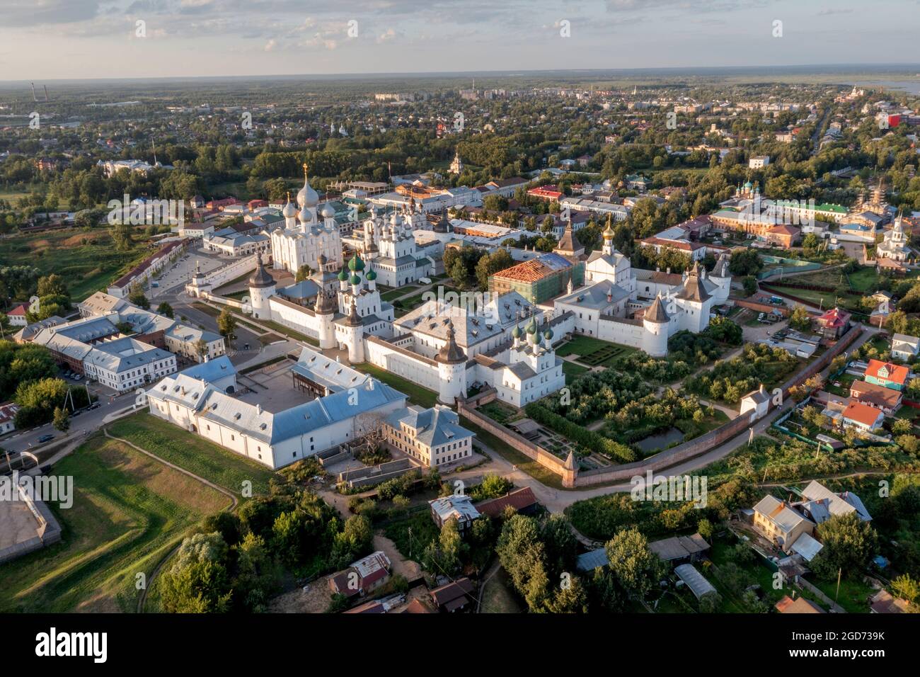 Aerial view of medieval the Kremlin in Rostov the Great town in ...