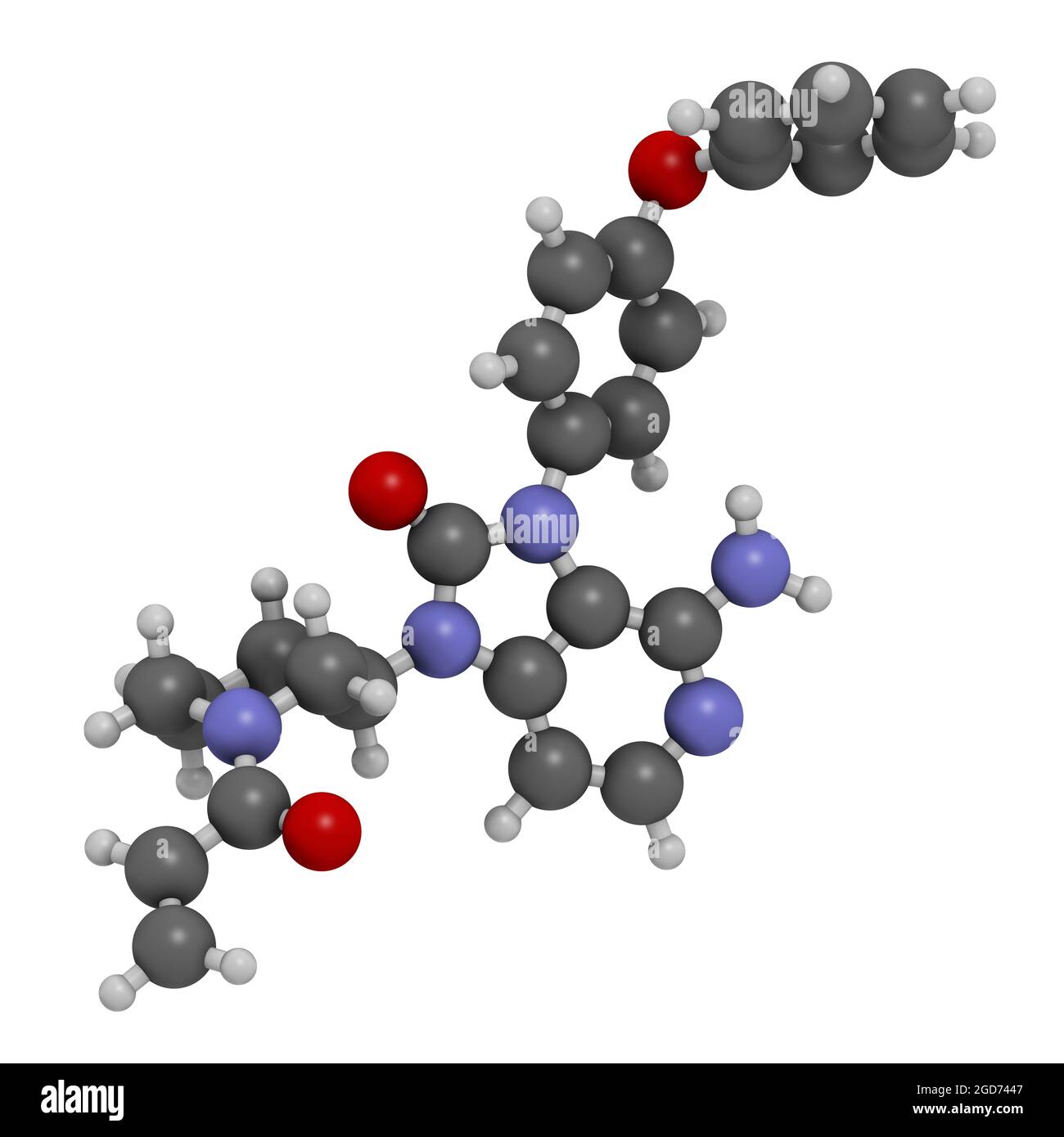 Tolebrutinib multiple sclerosis drug molecule. 3D rendering Stock Photo ...