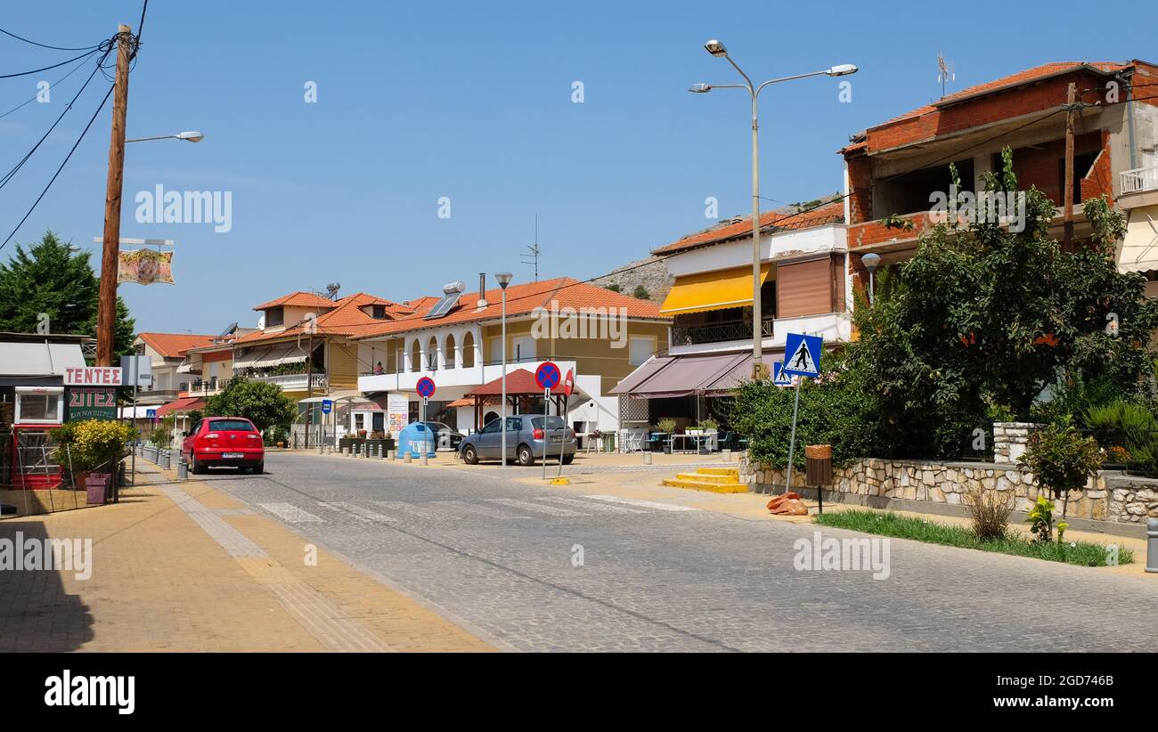 The village of Krinides next to the archaeological site of Philippi ...