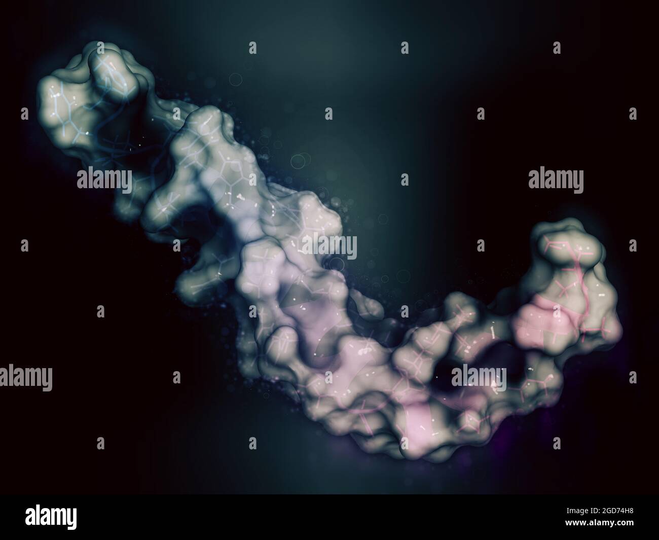 Beta-amyloid (Abeta) peptide, 3D rendering. Major component of p Stock ...