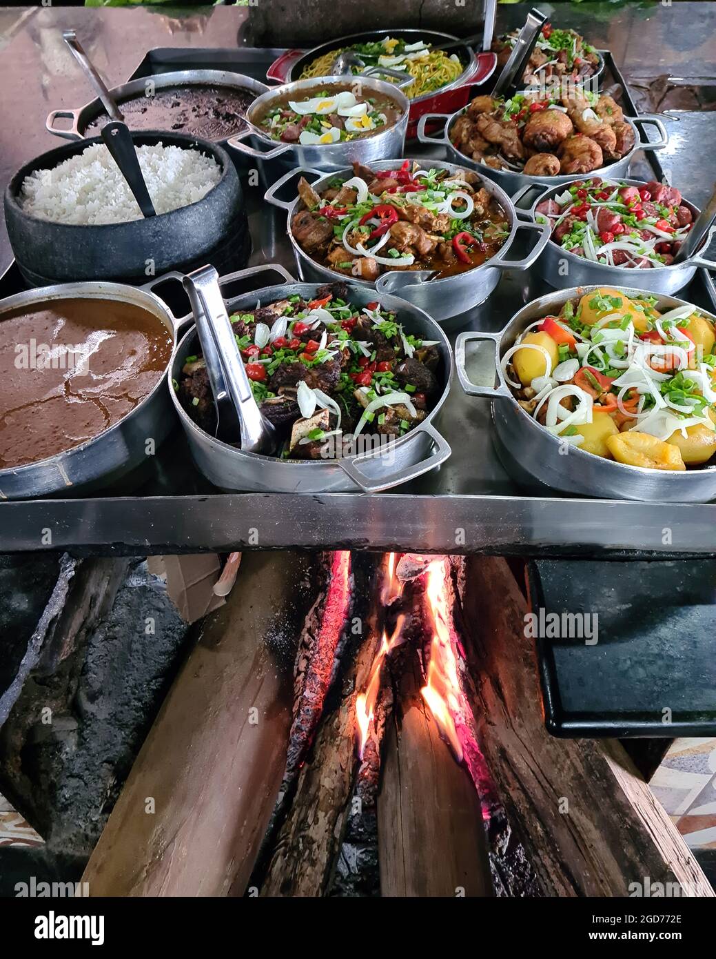 Minas Gerais cuisine made on a wood stove with rice, beans, feijoada ...