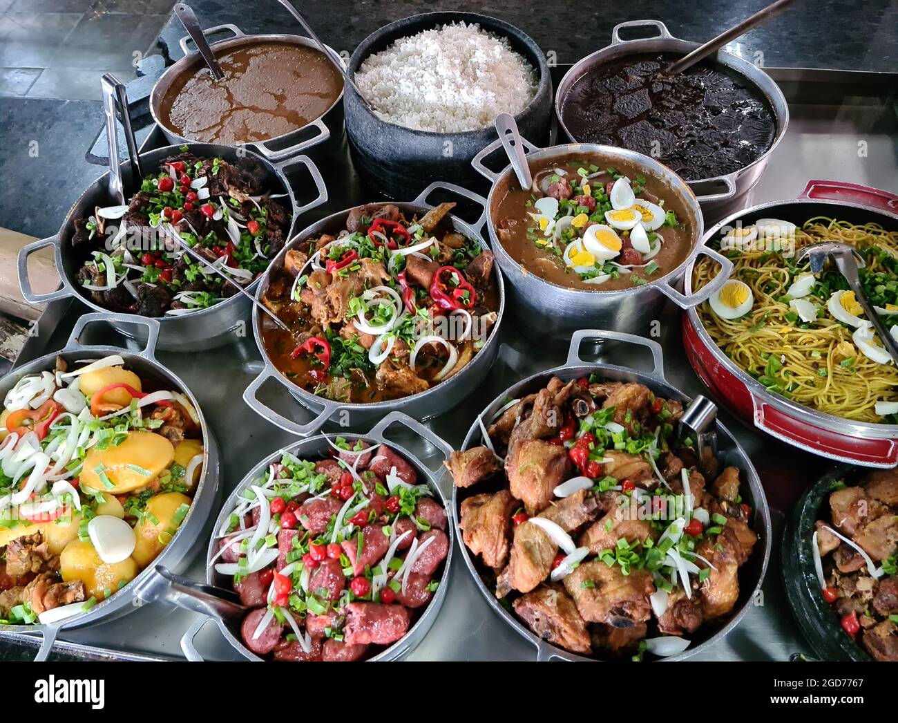 Minas Gerais cuisine made on a wood stove with rice, beans, feijoada ...