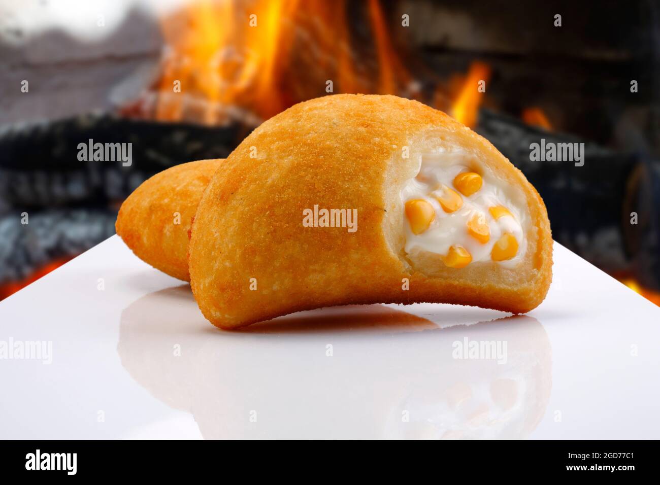 Corn pastry with cream food Stock Photo - Alamy