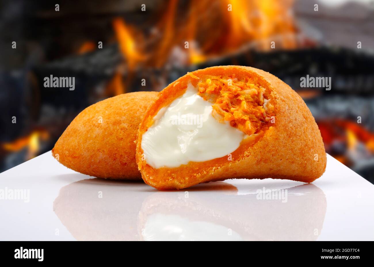 Chicken pastry with catupiry cheese Stock Photo - Alamy