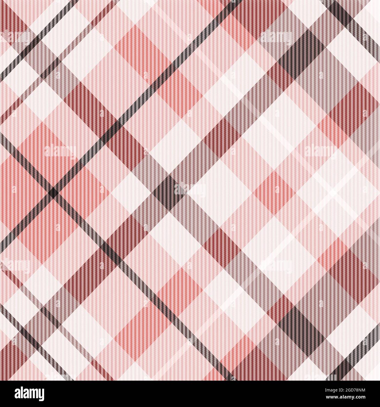 Plaid twill pattern in diagonal texture coral and brown, peach, pink in ...