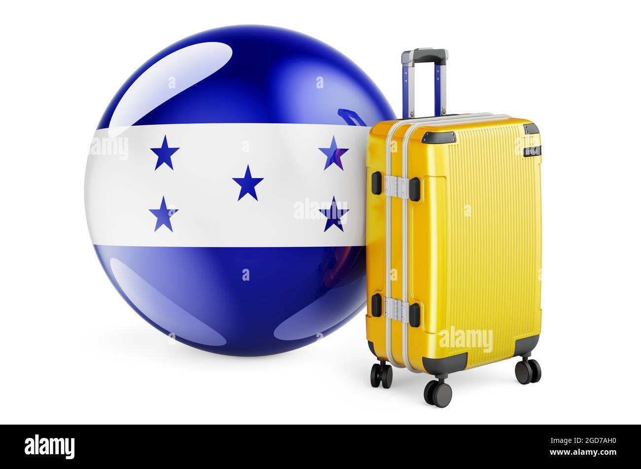 Suitcase with Honduranian flag. Honduras travel concept, 3D rendering ...