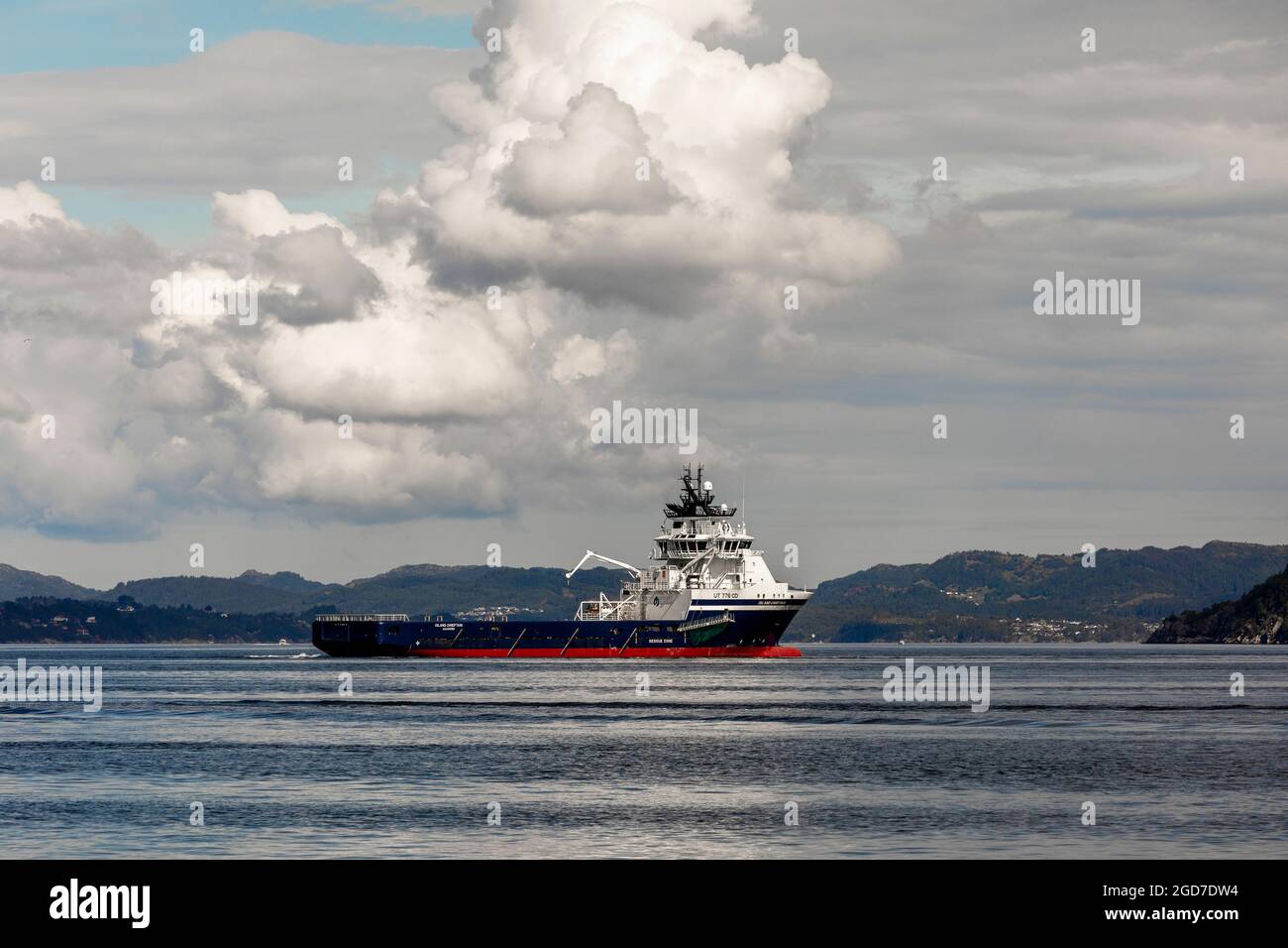 Offshore PSV platform supply vessel Island Chieftain at Byfjorde, off ...
