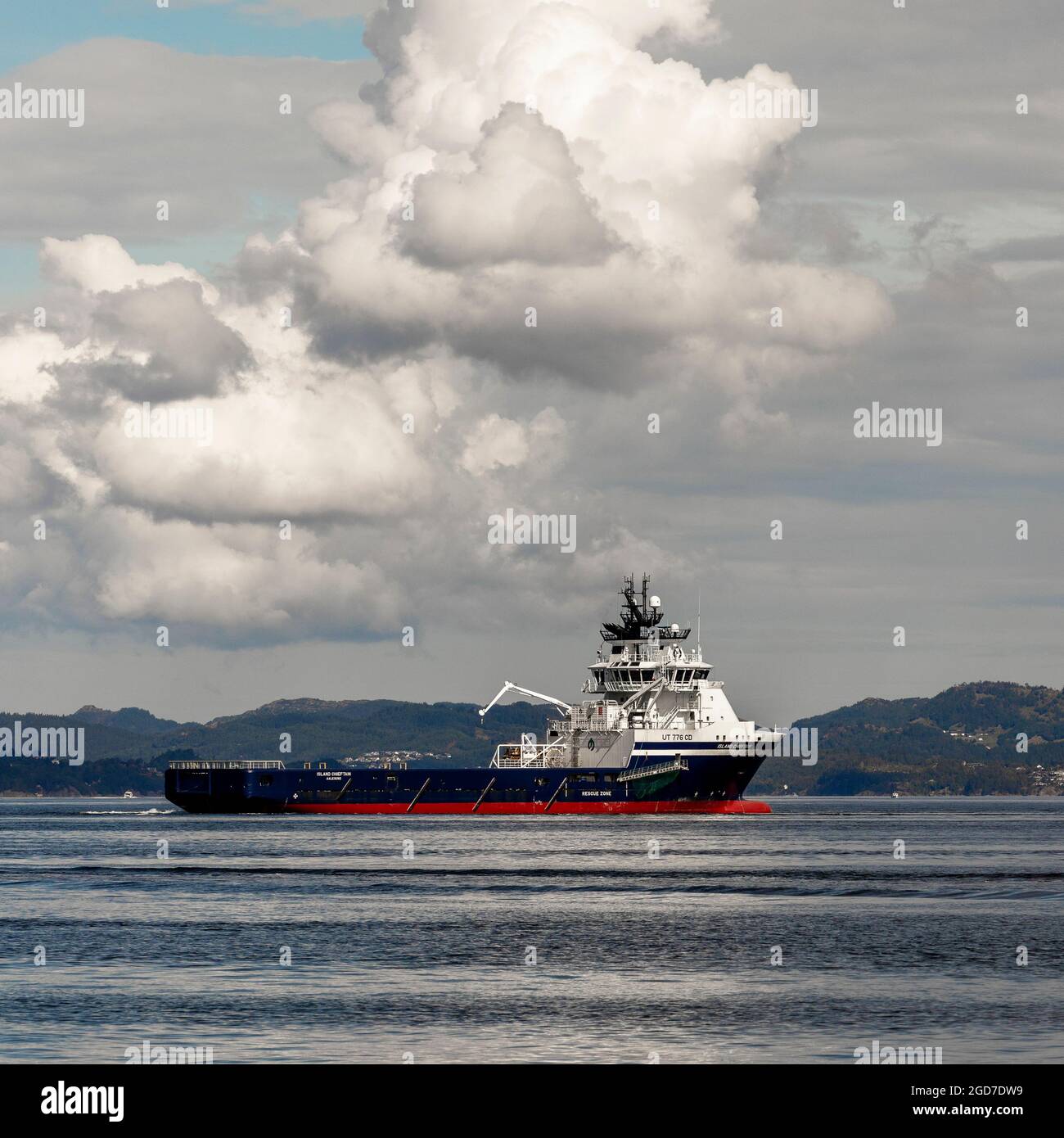 Offshore PSV platform supply vessel Island Chieftain at Byfjorde, off ...