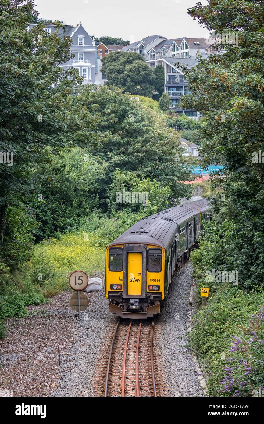 The Carbis Bay to St Ives train en route near Porthminster Beach, St ...