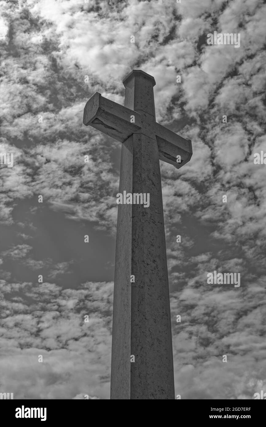 Cross of Sacrifice with Greatsword in Hanover War Cemetery (CWGC) 2. WW ...