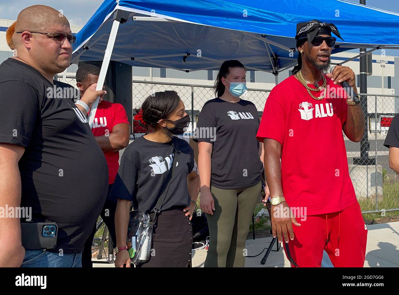 New York, NY, USA. 11th Aug, 2021. Chris Smalls at the Amazon Labor ...
