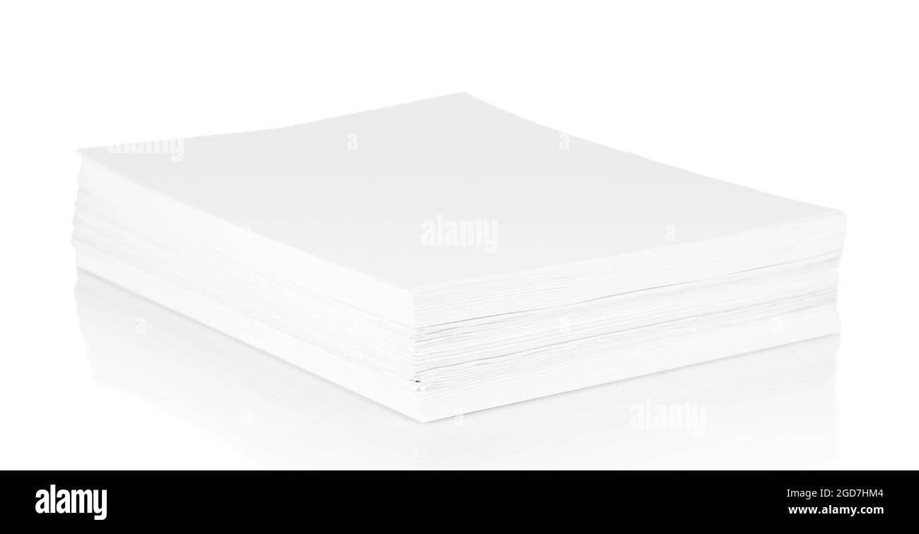 Stack white paper isolated on white Stock Photo - Alamy