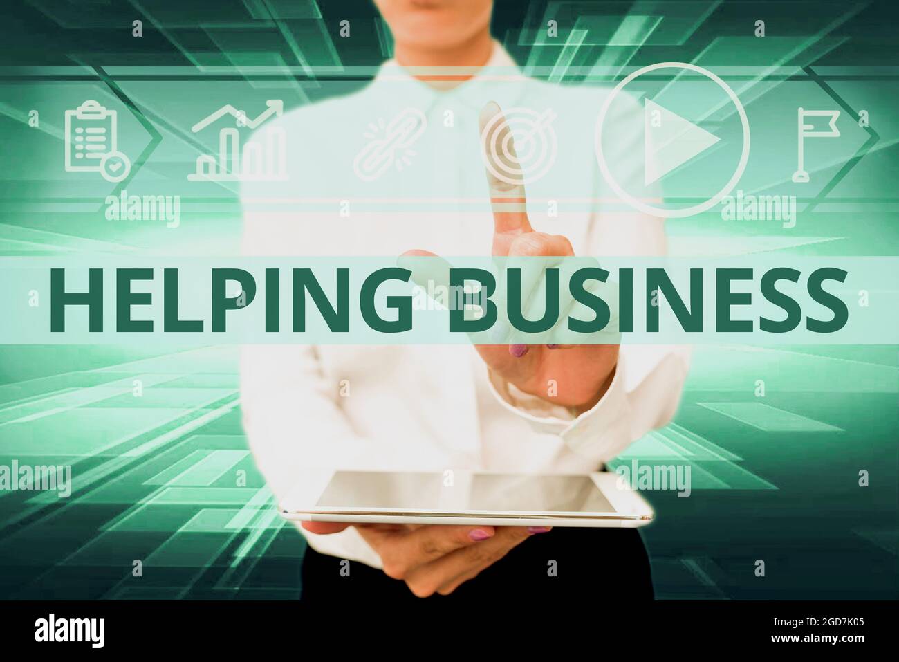 Hand writing sign Helping Business. Business concept improving some ...