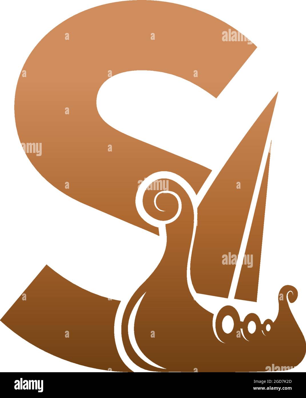 Letter S with logo icon viking sailboat design template illustration ...