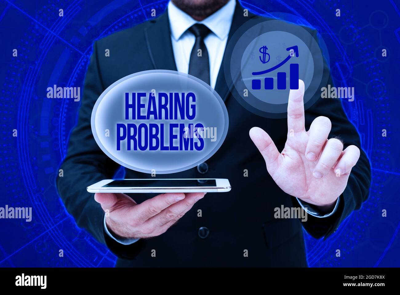 Hand writing sign Hearing Problems. Word Written on partial or total ...