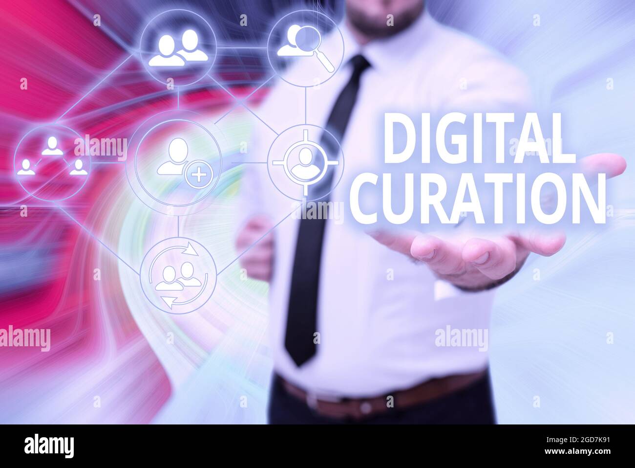 Text sign showing Digital Curation. Conceptual photo maintenance ...