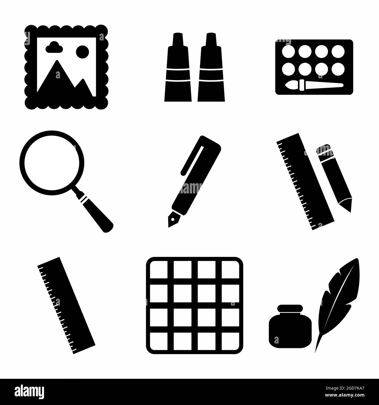 Icon Vector of Painting Tool Set Icon Part 3 - Black Style - simple ...