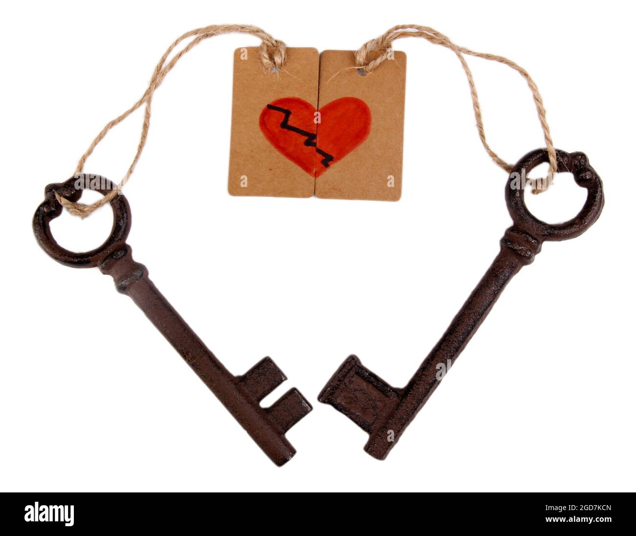 Keys to love, Conceptual photo. Isolated on white Stock Photo - Alamy