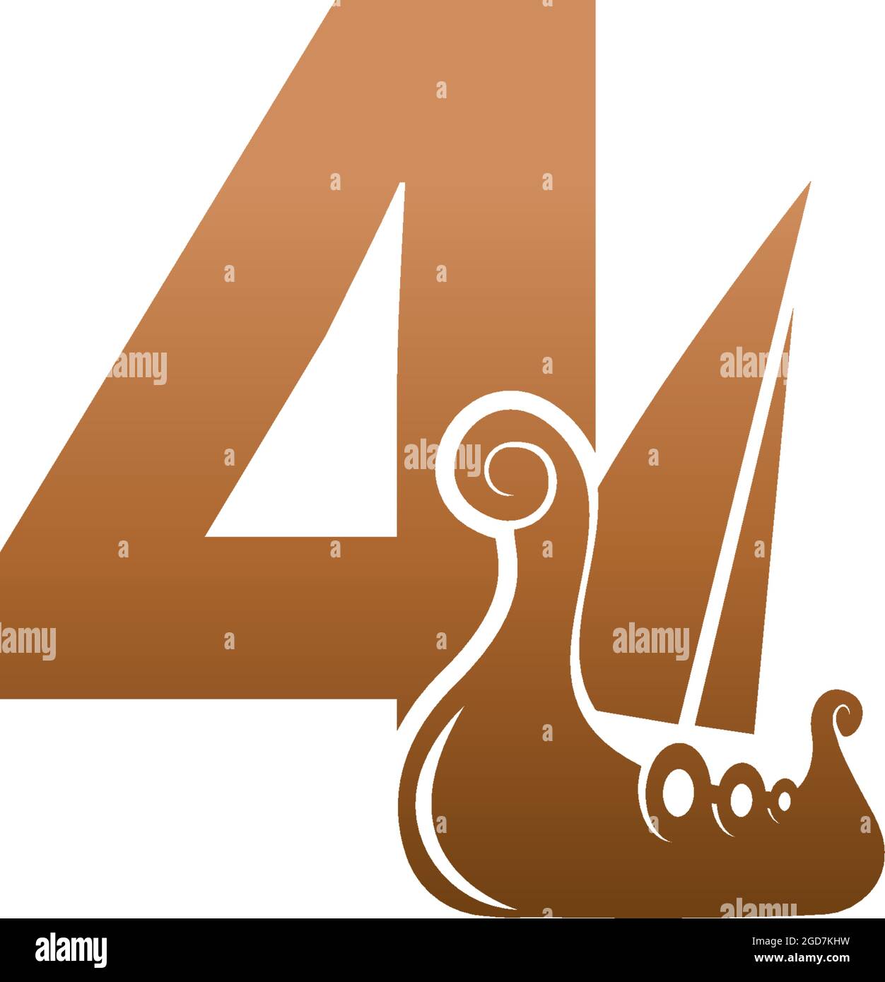 Number 4 with logo icon viking sailboat design template illustration ...