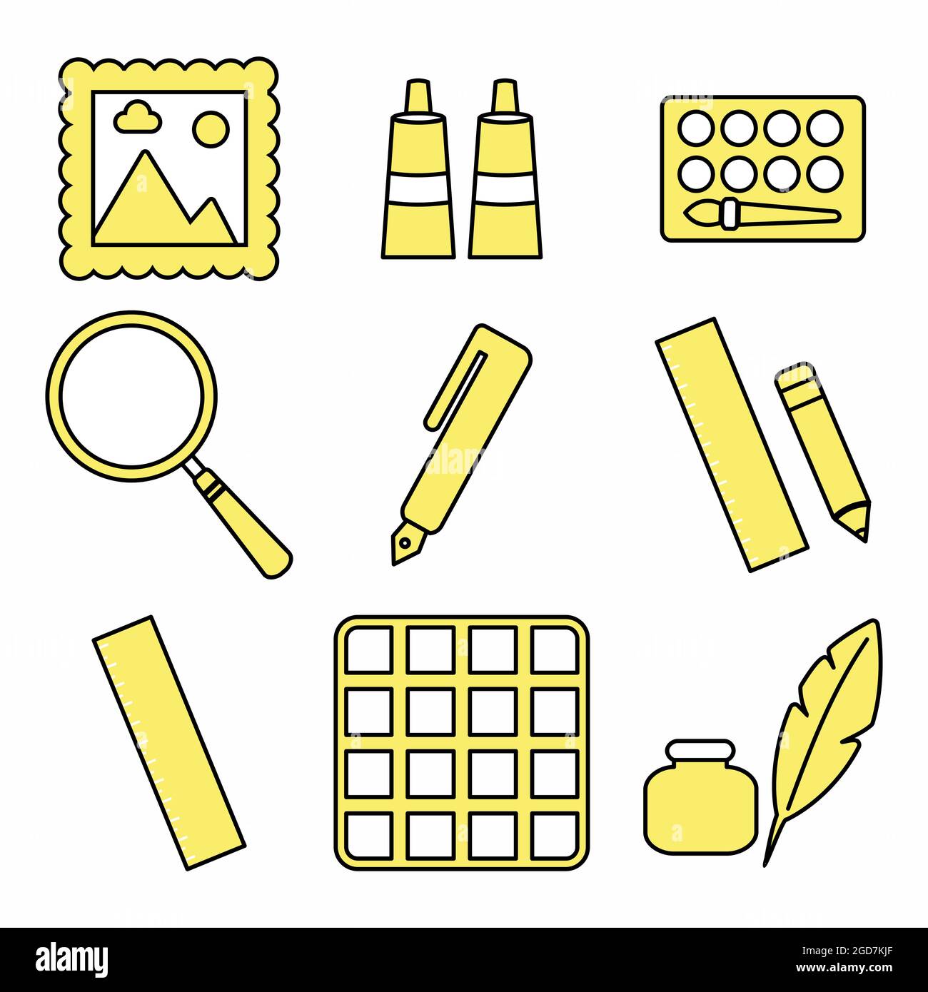 Icon Vector of Painting Tool Set Icon Part 3 - Yellow Moon Style ...