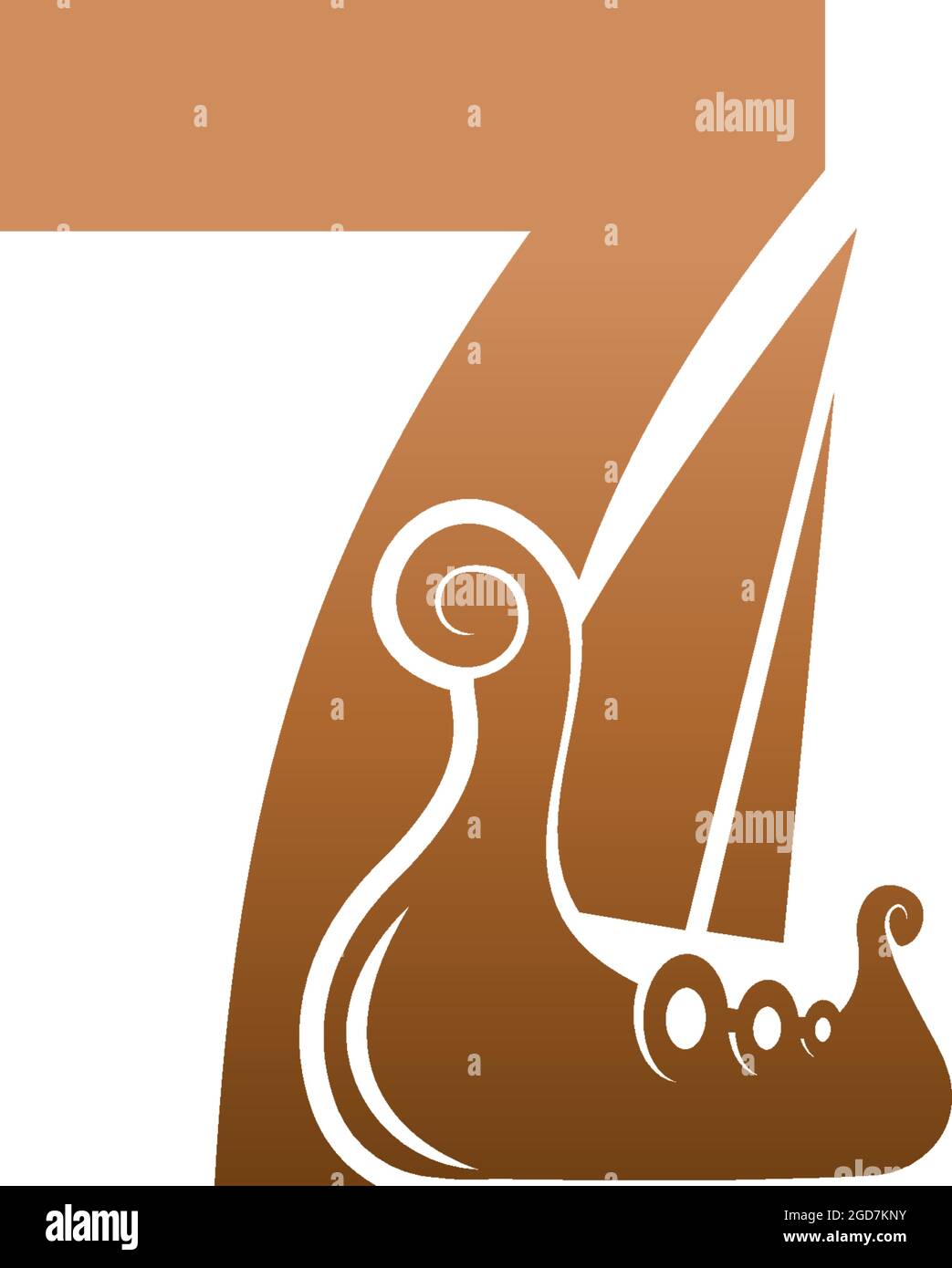 Number 7 with logo icon viking sailboat design template illustration ...