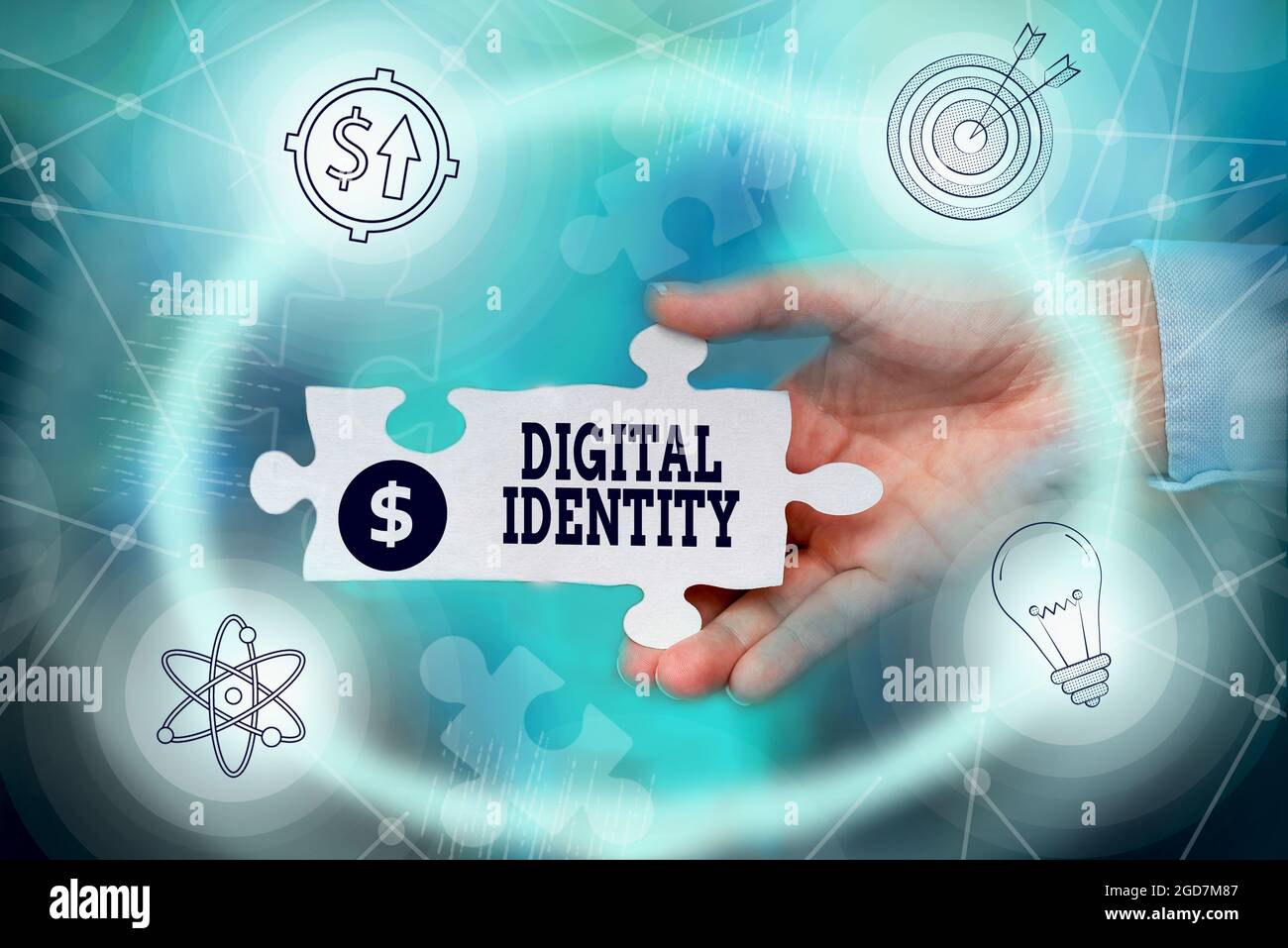 Text caption presenting Digital Identity. Word Written on networked ...