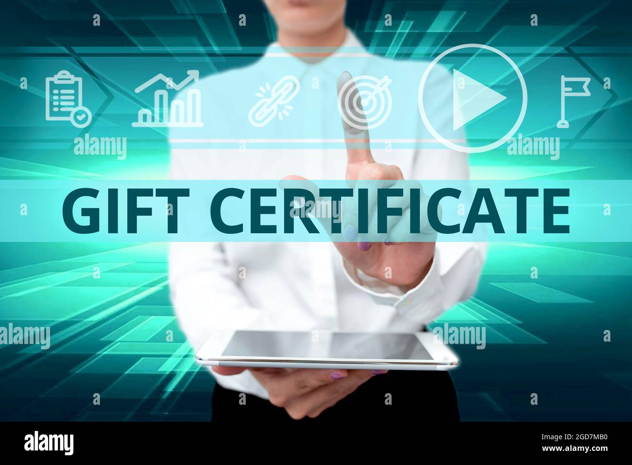 Hand writing sign Gift Certificate. Business approach certificate ...