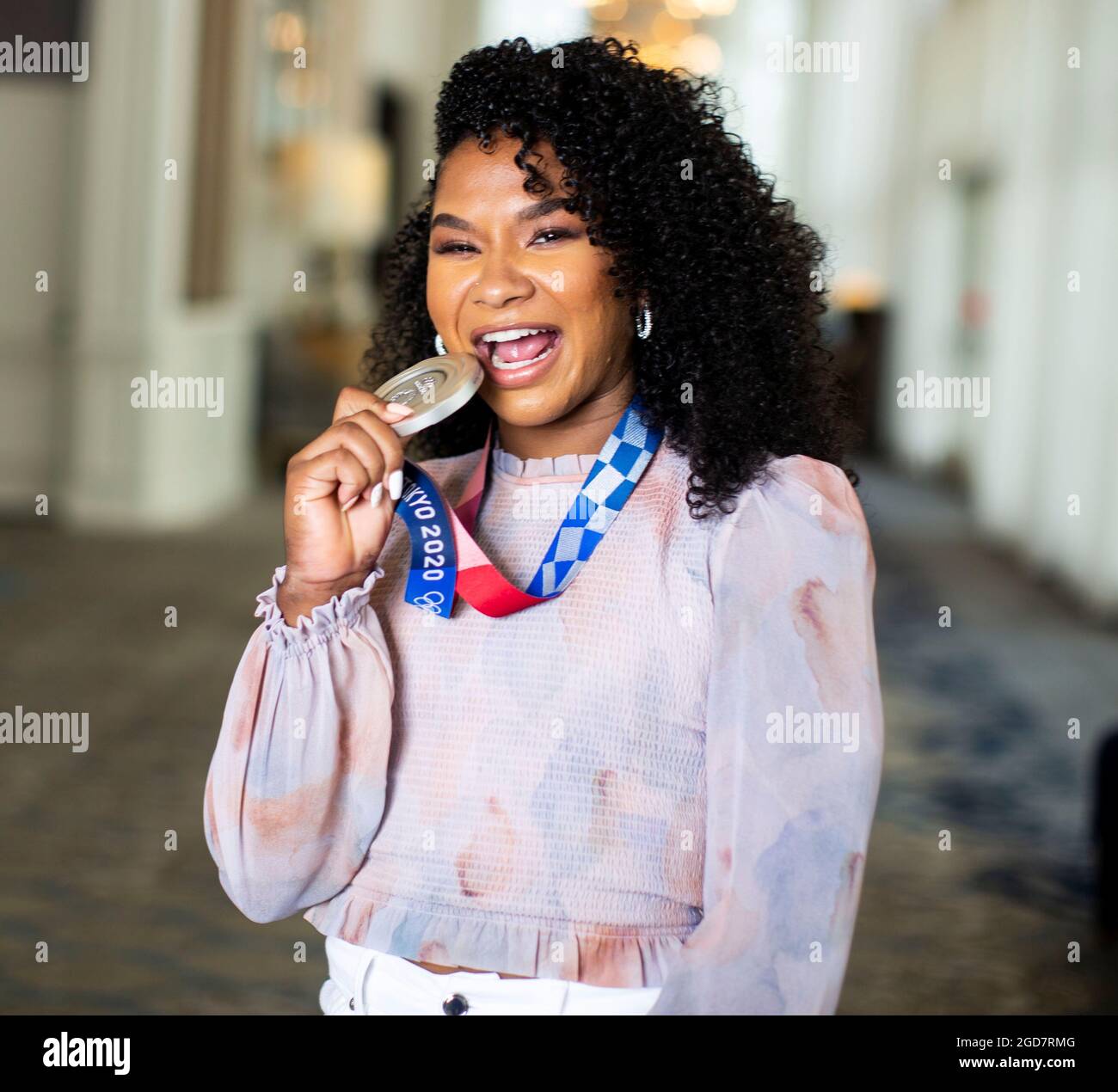 Gymnast jordan chiles hi-res stock photography and images - Alamy