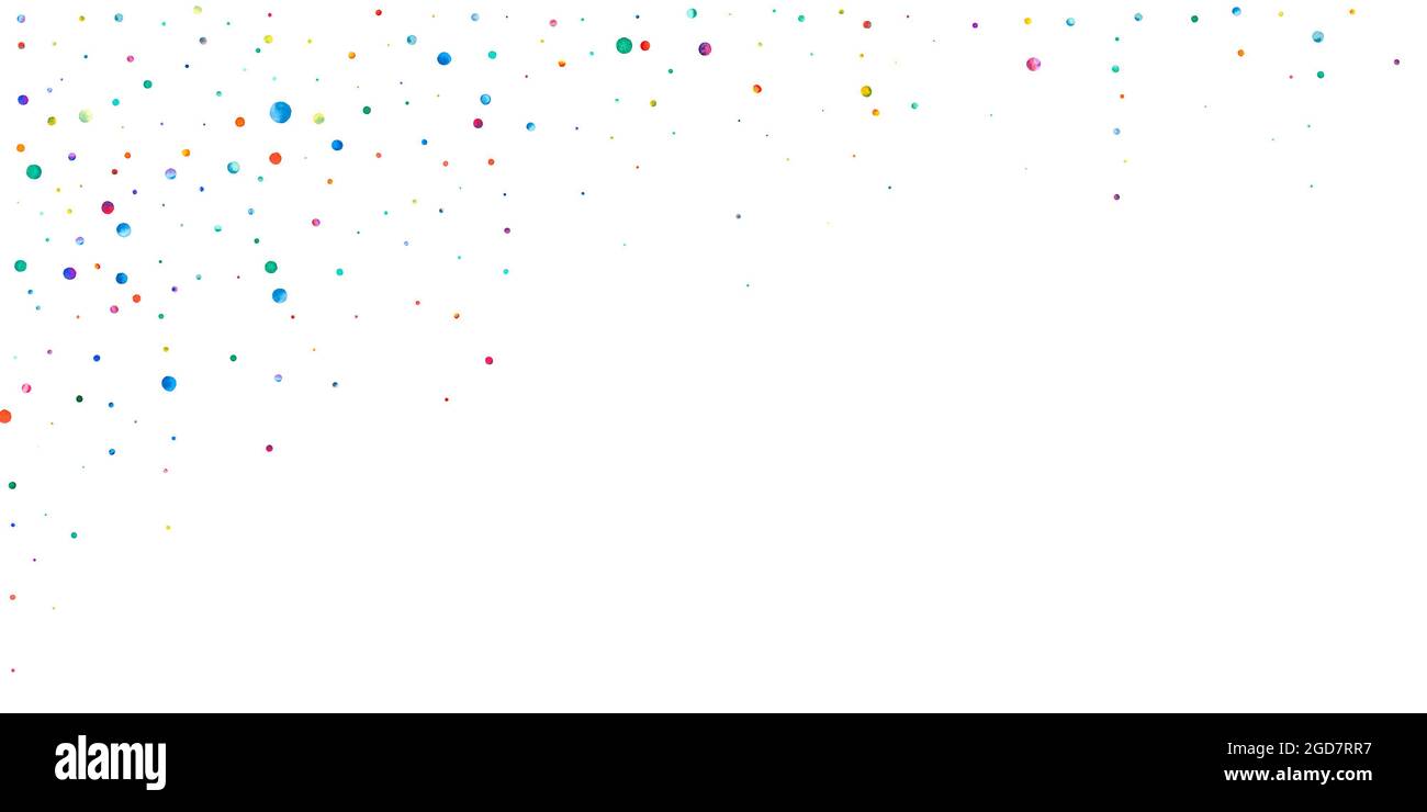 Watercolor confetti on white background. Alive rainbow colored dots ...