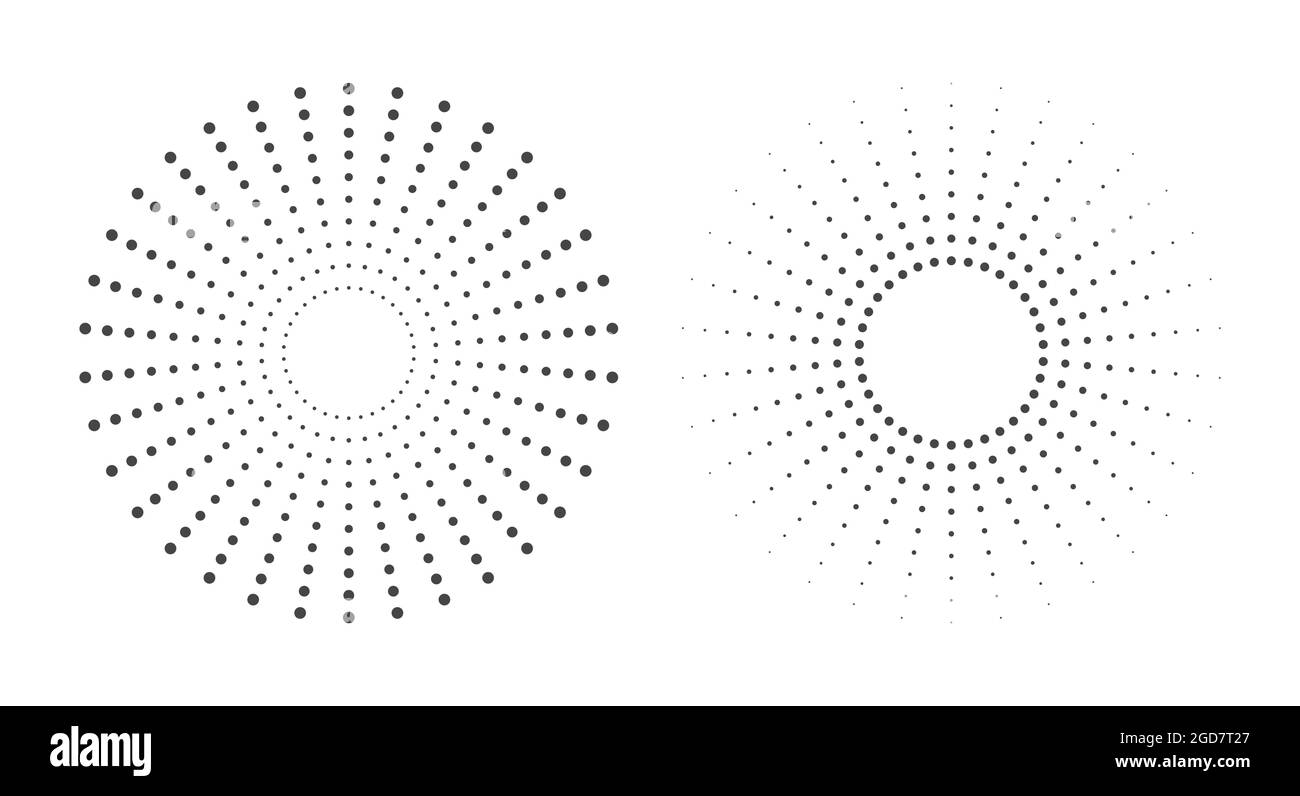 Halftone vector circle frame dots. Inward and outward gradient. Flat ...