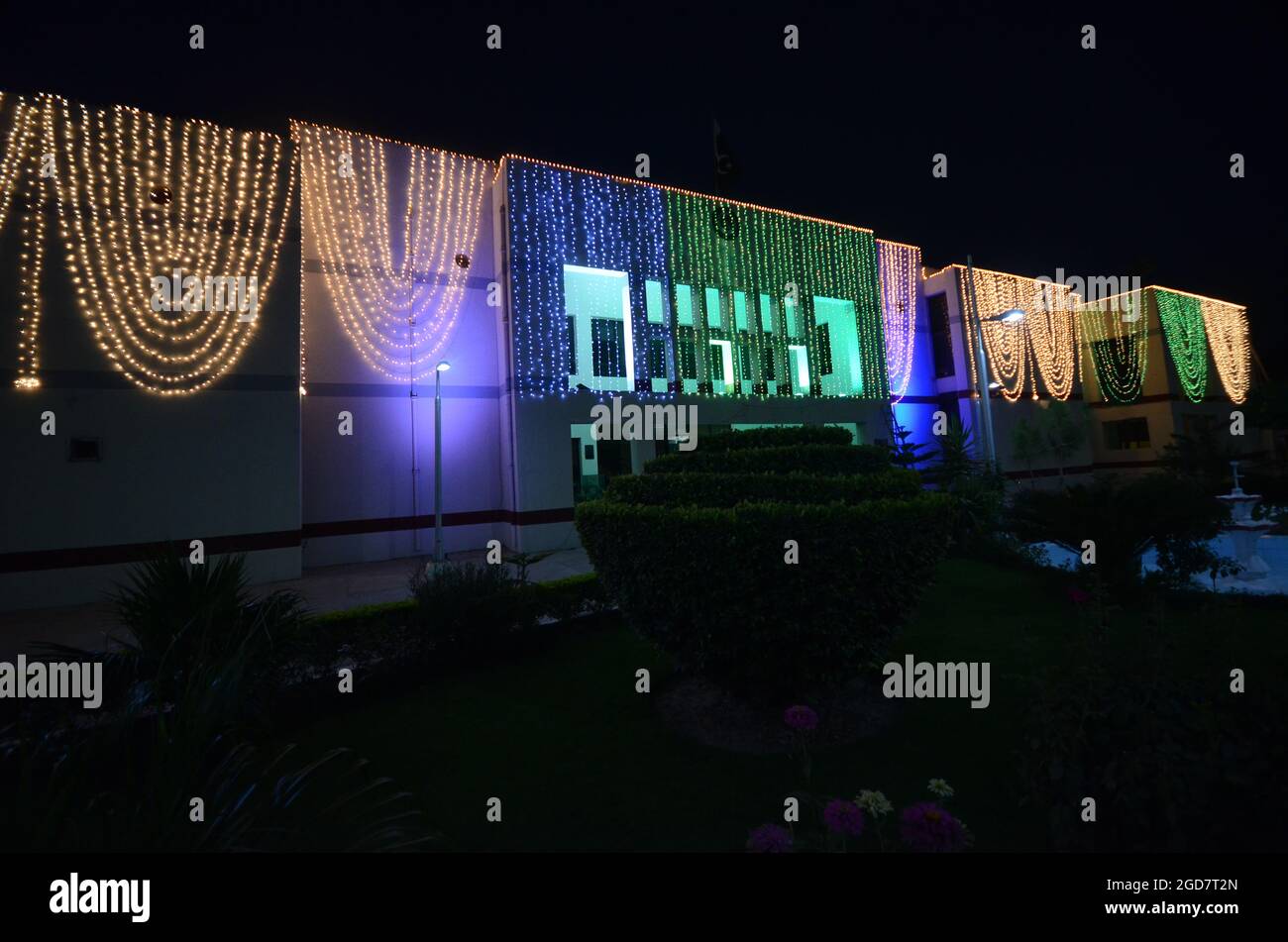 Peshawar, Pakistan. 11th Aug, 2021. Beautiful illuminated view of Bala ...