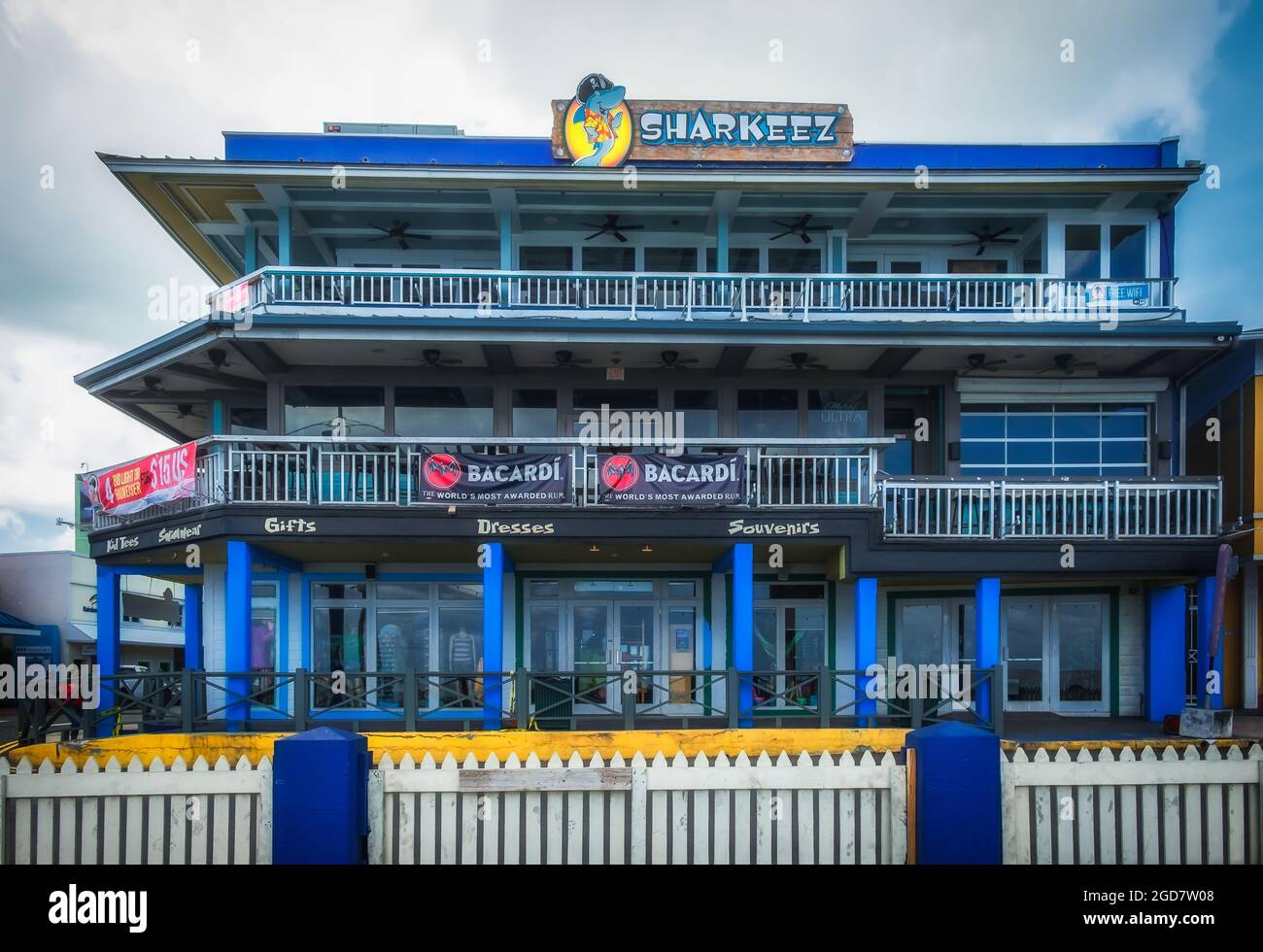 Grand Cayman, Cayman Islands, July 2020, view of the Landmark building ...