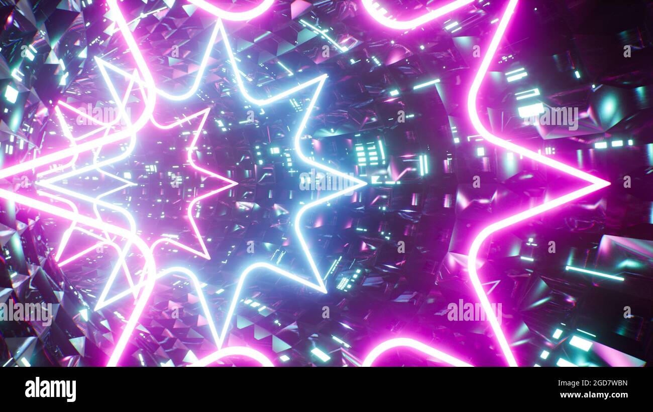 Neon Star Light Ring VJ Tunnel Stock Photo - Alamy