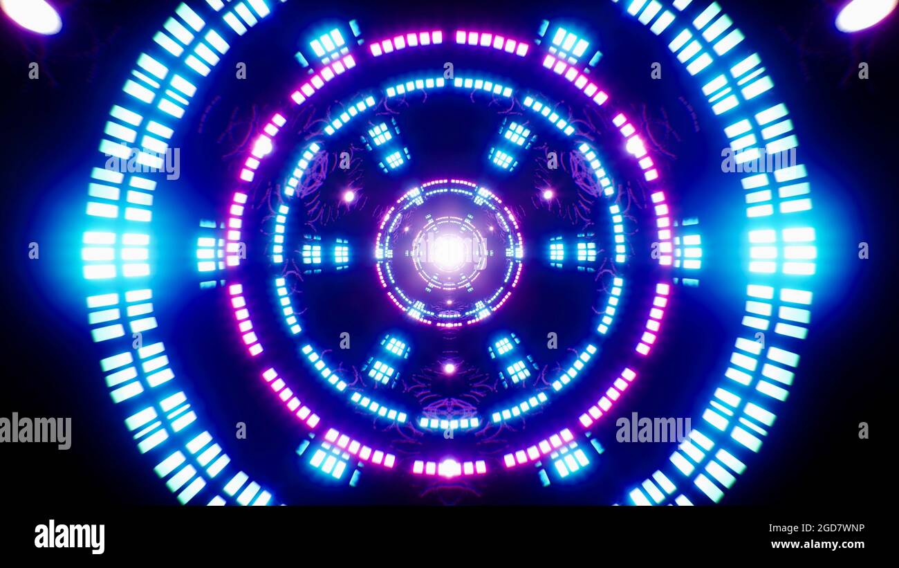 Abstract Blinking Neon Light Tunnel Stock Photo - Alamy